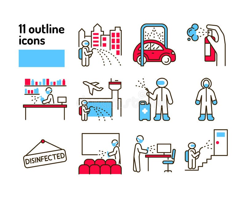 Disinfection Color Line Icon Set, Cleaning Symbols Collection, Vector ... Disinfection Color Line Icon Set, Cleaning Symbols Collection, Vector ...