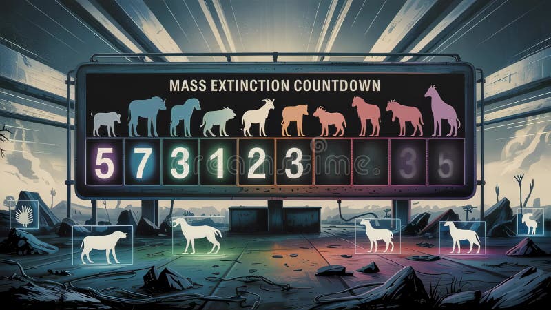 Mass Extinction Countdown Showing Endangered Animals Stock Footage ...