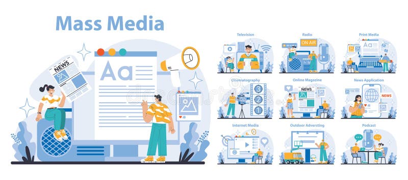 Mass Media Concept. Flat Vector Illustration. Stock Vector ...