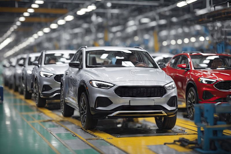 Mass Production Assembly Line of Cars Stock Image - Image of ...