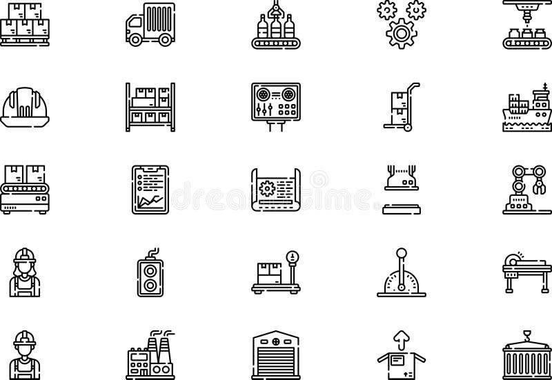 Mass Production Icons Collection is a Vector Illustration with Editable ...