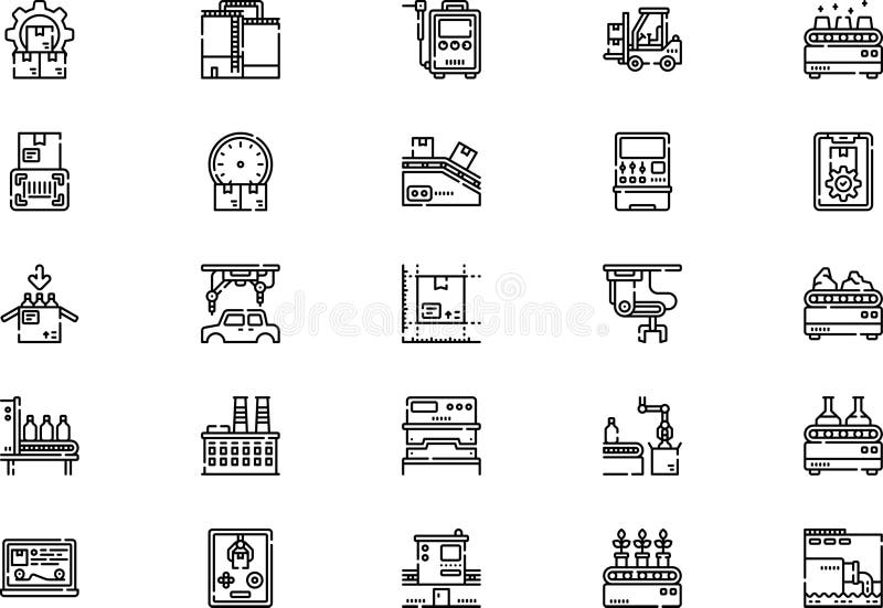 Mass Production Icons Collection is a Vector Illustration with Editable ...