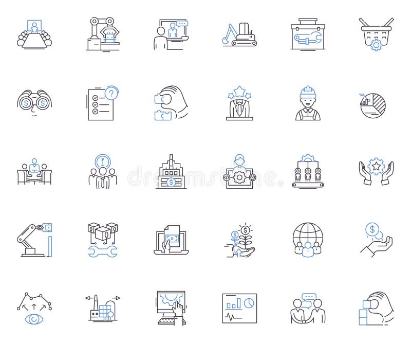 Mass Production Line Icons Collection. Efficiency, Standardization ... Mass Production Line Icons Collection. Efficiency, Standardization ...
