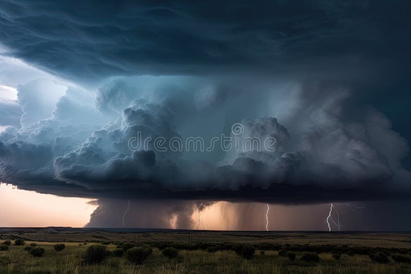 Mass of Storm Clouds with Lightning and Thunderstorms in the Distance ...