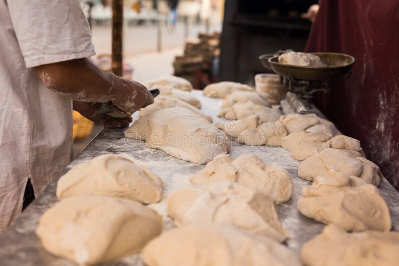 Mass of Yeast Dough in the Bakery Stock Photo - Image of handmade, buns ...