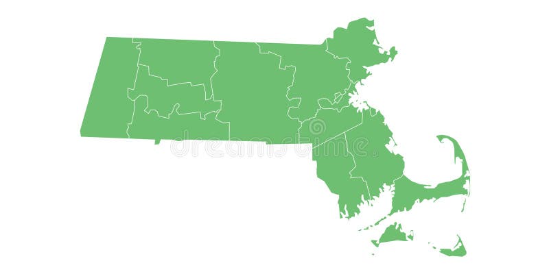 Massachusetts Administrative Map. Counties Map of Massachusetts, Blank ...