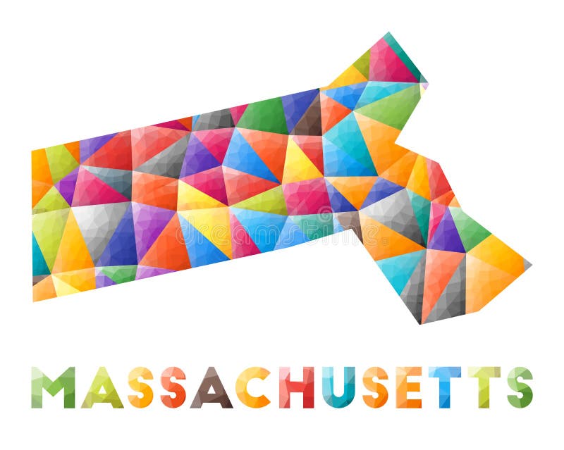 Massachusetts - Colorful Low Poly Us State Shape. Stock Vector ...