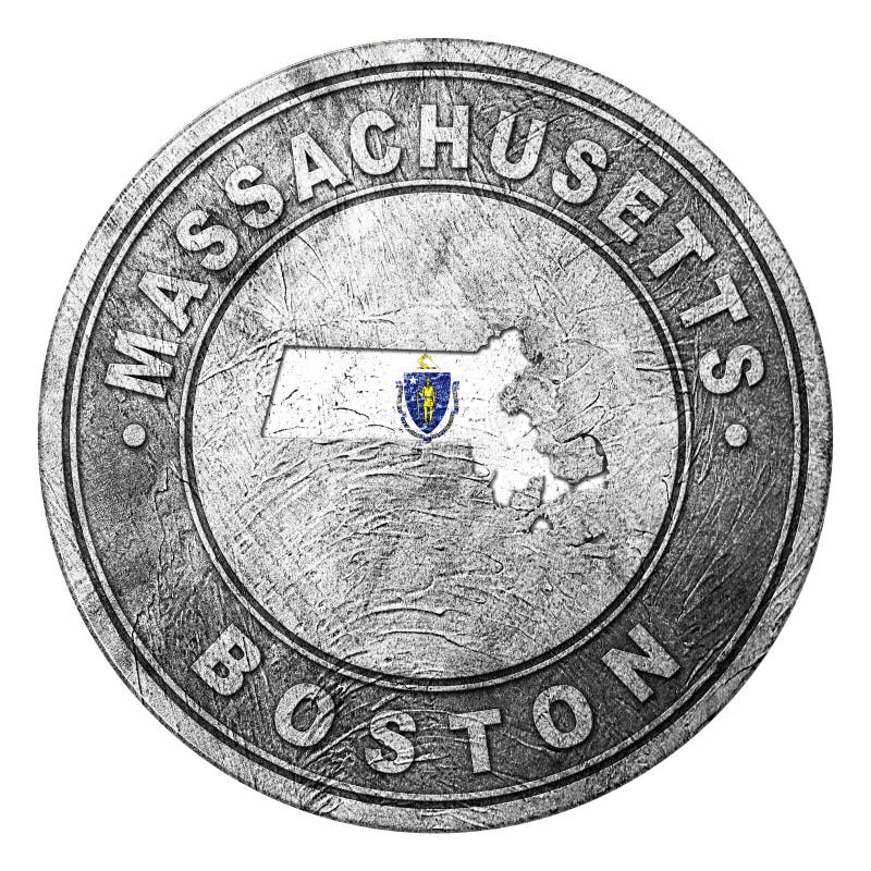 Massachusetts Flag Button with Map Stock Illustration - Illustration of ...