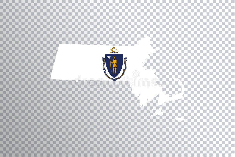 Massachusetts Flag on Map, Transparent Background Stock Illustration ...
