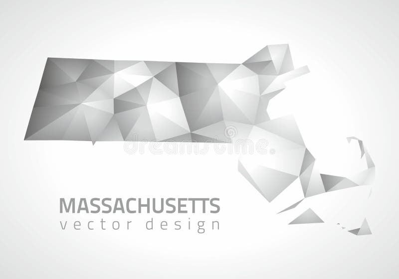 Massachusetts Grey Vector Polygonal 3d Mosaic Triangle Modern Map Stock ...