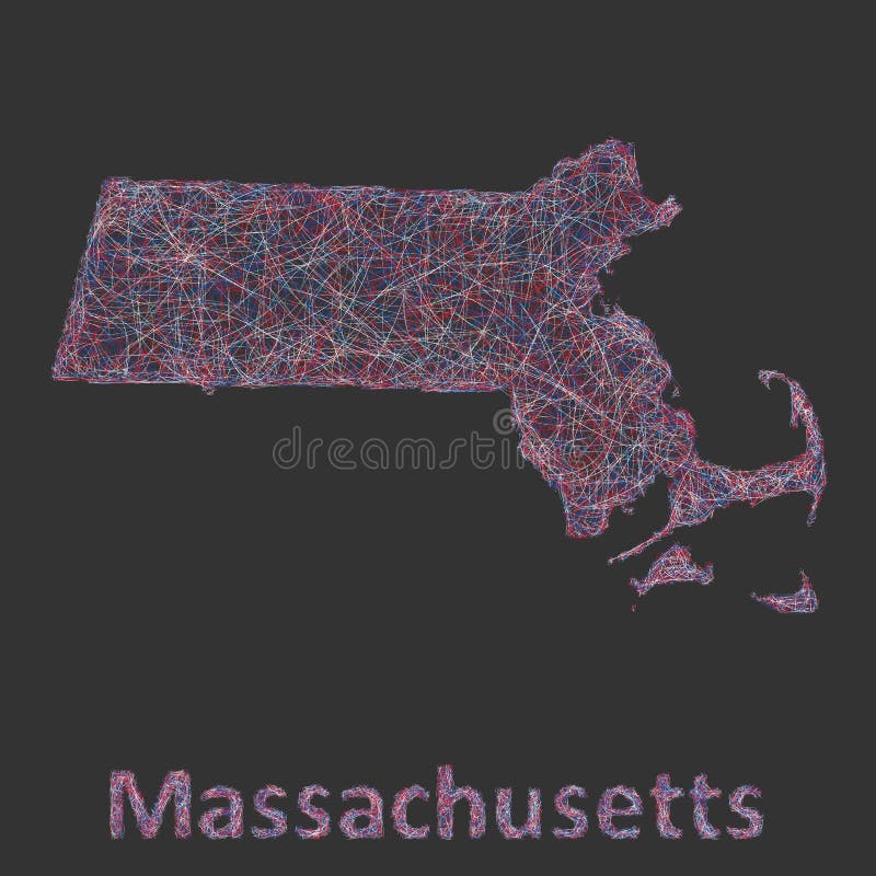 Massachusetts line art map stock vector. Illustration of drawing ...