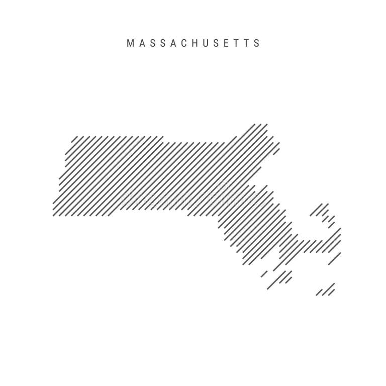 Massachusetts Map from Pattern of Black Slanted Parallel Lines. Flat ...