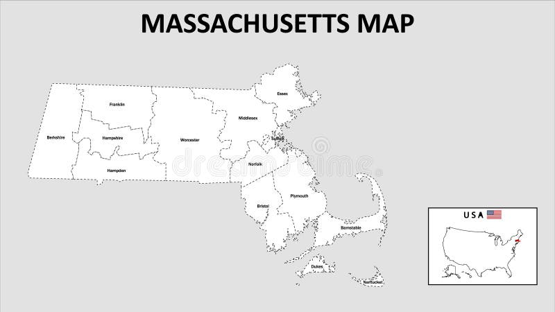 Massachusetts Map. State and District Map of Massachusetts Stock Vector ...