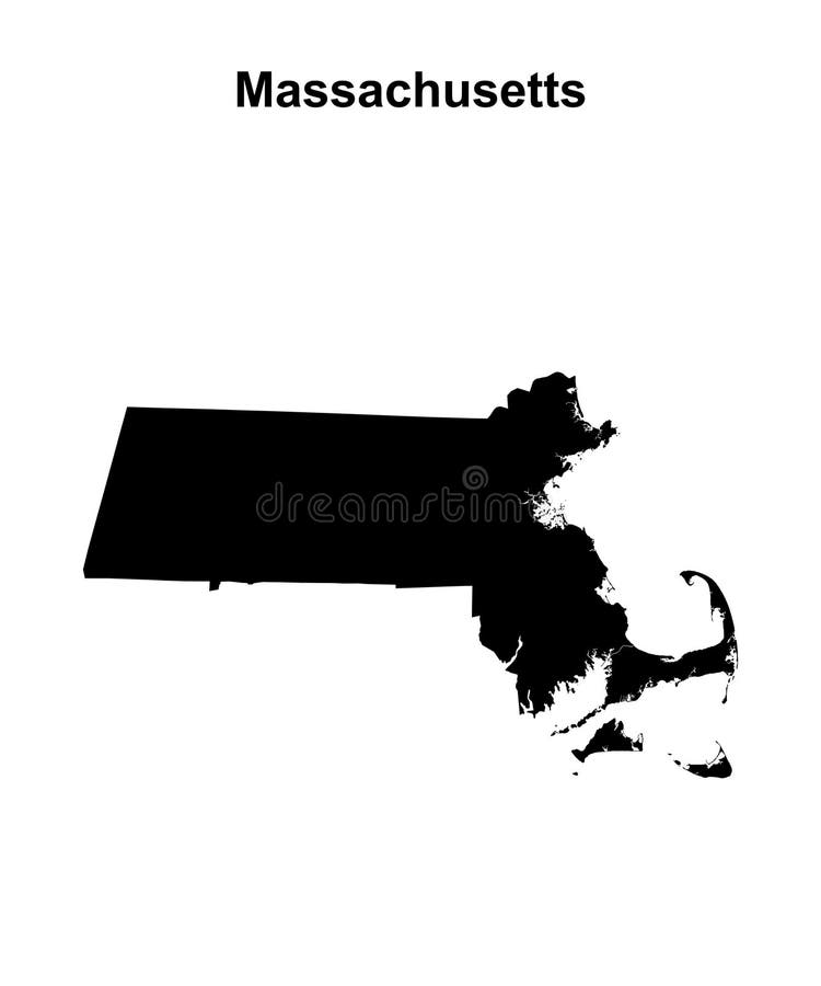Massachusetts outline map stock illustration. Illustration of territory ...