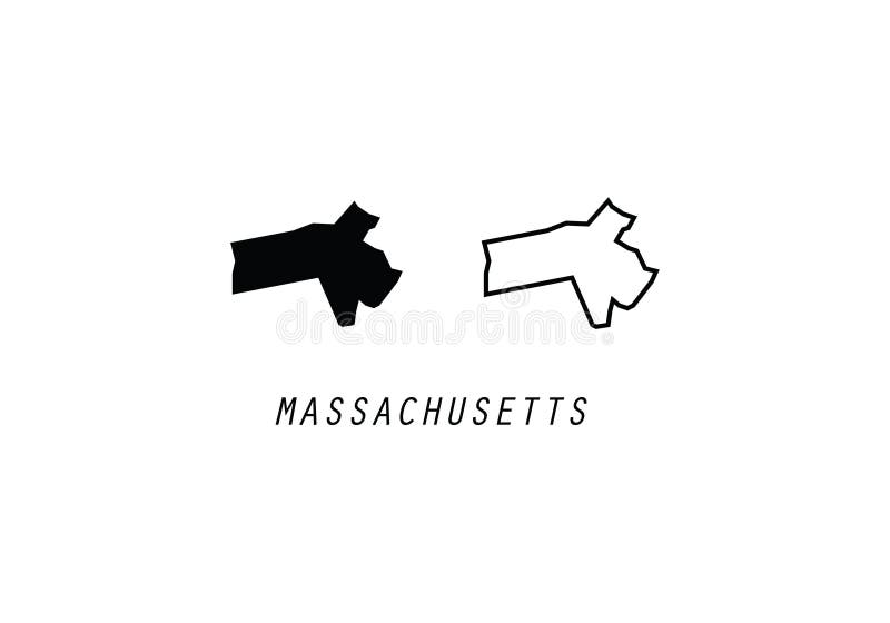 Massachusetts Outline Map State Shape USA America Borders Stock Vector ...