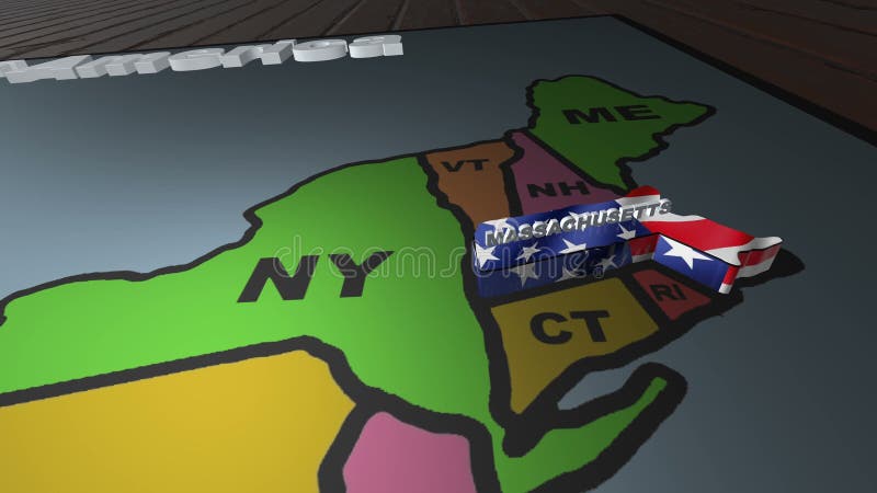 Zoom in To the Map of Massachusetts with Text, Textless, and with Flag ...