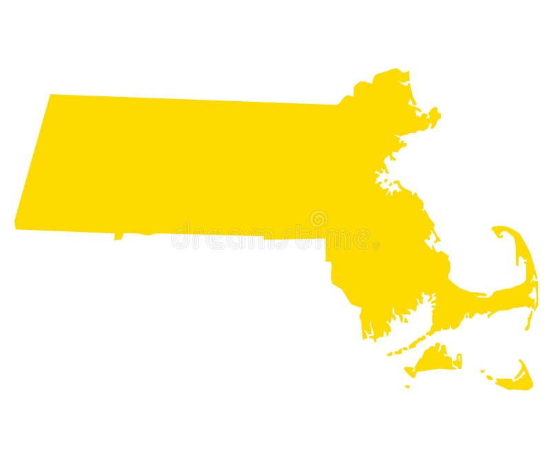 Massachusetts Solid Map in Yellow Color Stock Illustration ...