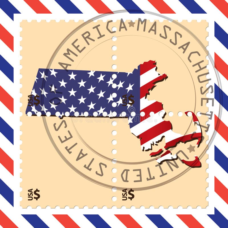 Stamp of Massachusetts State. Vector Illustration Decorative Design ...