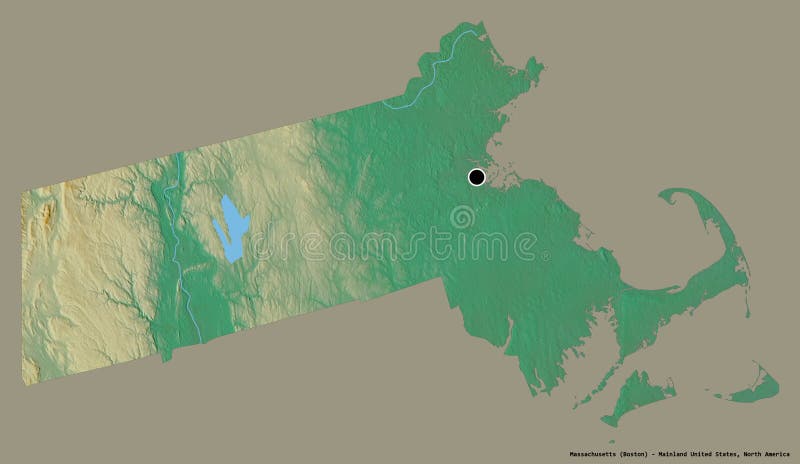 Massachusetts, State of Mainland United States, on Solid. Relief Stock ...