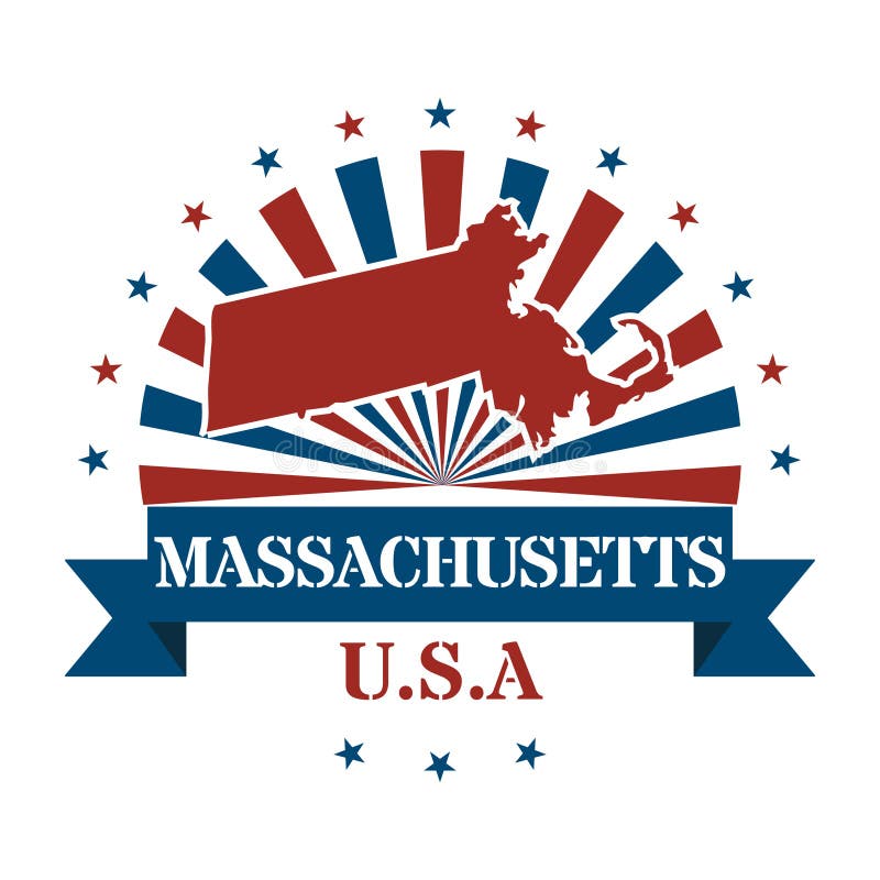 Massachusetts State Map Label. Vector Illustration Decorative Design ...