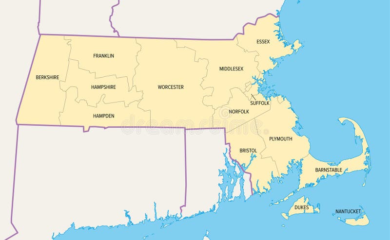 Commonwealth of Massachusetts, U.S. State Subdivided into 14 Counties ...