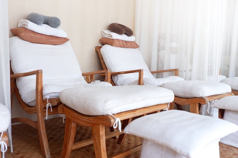 Massage beds in Spa room. stock photo. Image of white - 160363722