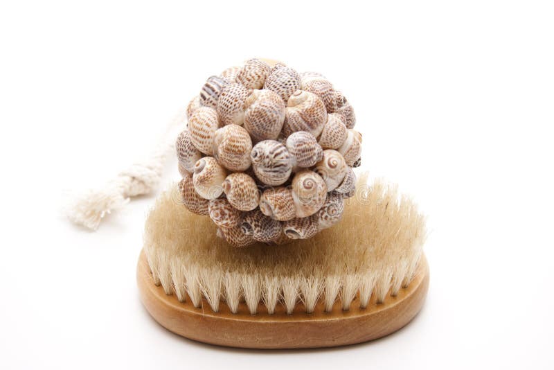 Massage Brush with Sea Shell Stock Photo - Image of back, brush: 20243810