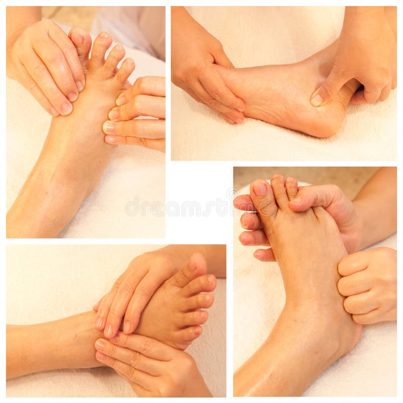 Reflexology Foot Massage, Spa Foot Treatment by Wood Stick Stock Image ...
