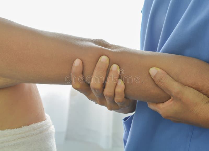 Massage in the Elderly and Aching Arms, Muscles Stock Photo - Image of ...