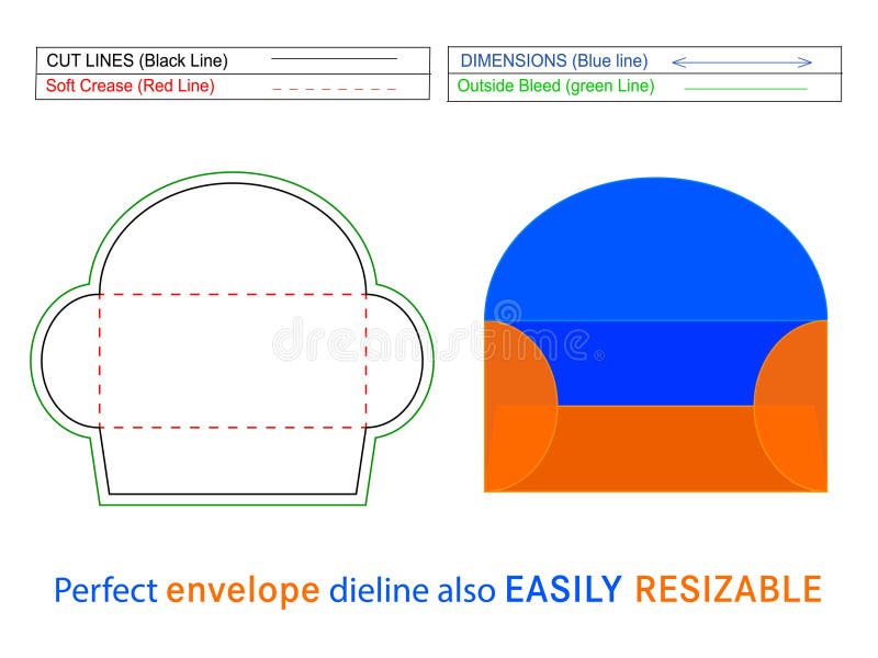 Massage Envelope Dieline Template Stock Vector - Illustration of ...