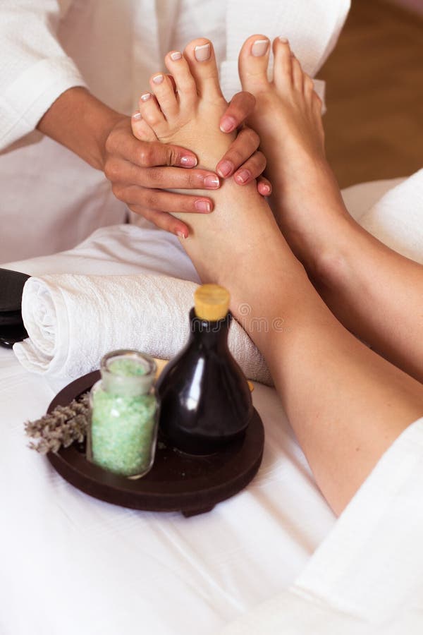 Massage of Human Foot in Spa Salon - Soft Focus Stock Photo - Image of ...