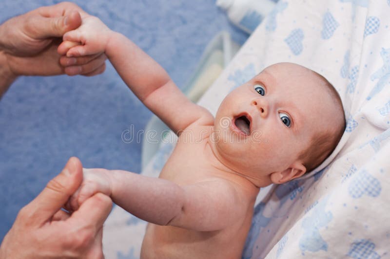 Baby massage stock photo. Image of baby, massage, cheerful - 10693730