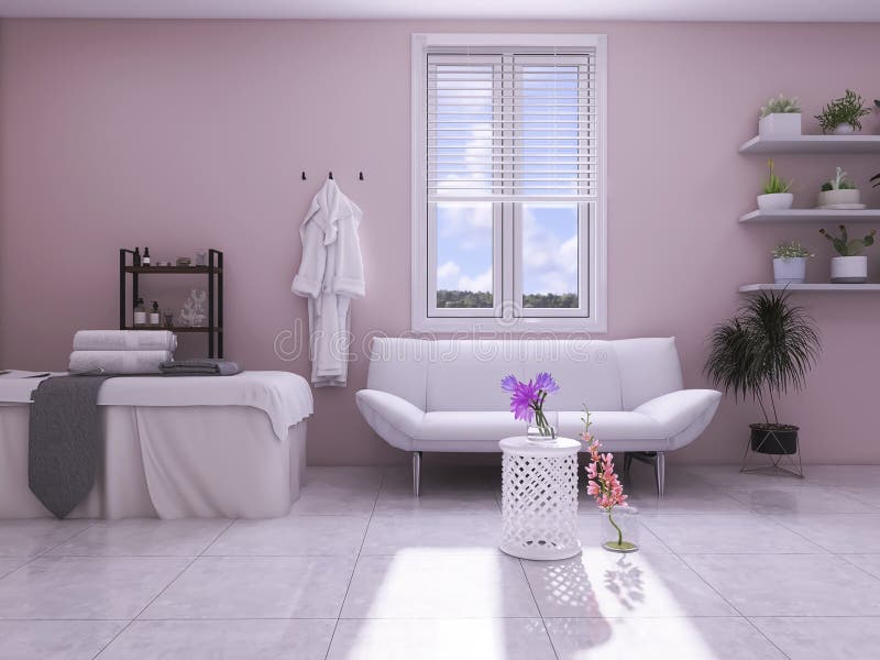 Massage Room 3d Render, 3d Illustration Relaxation Stock Illustration ...