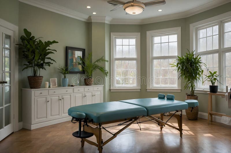 Massage Room with a Special Bed Stock Illustration - Illustration of ...