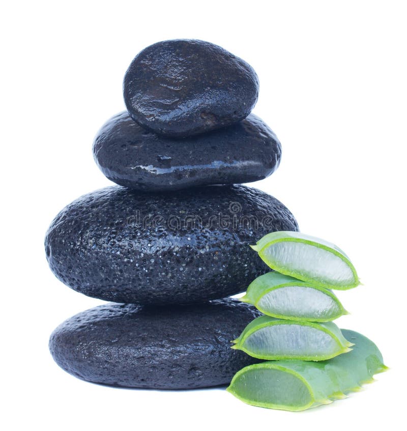 Massage Stones with Aloe Vera Stock Photo - Image of fresh, natural ...
