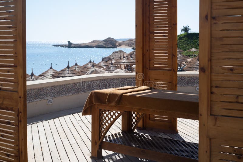 Massage Table with Sea View Stock Photo - Image of ocean, relaxation ...
