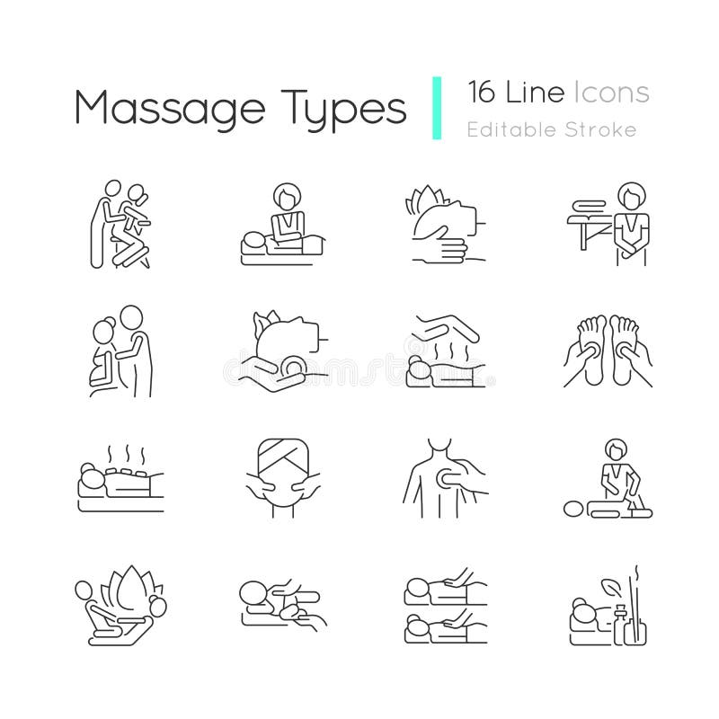Massage Types Linear Icons Set Stock Vector - Illustration of salon ... Massage Types Linear Icons Set Stock Vector - Illustration of salon ...