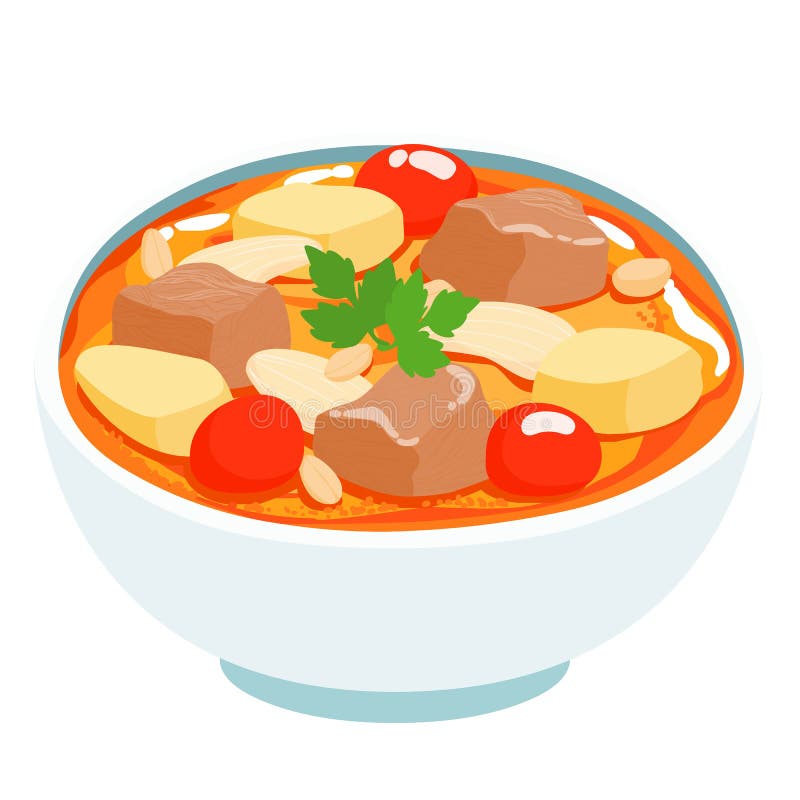 Massaman Thai Curry with Beef Stock Vector - Illustration of ingredient ...