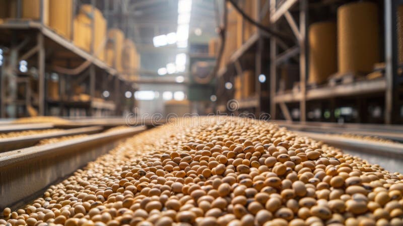 Soybean Production Facility with Conveyor Belt during Daytime Stock ...