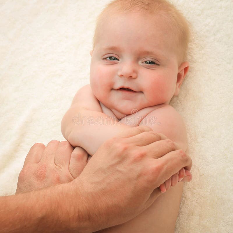 Masseur Doing Exercise for Hands Little Baby Stock Photo - Image of ...