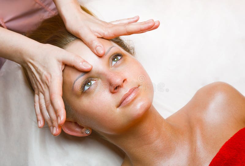 Masseuse Makes a Girl a Head Massage Stock Photo - Image of female ...