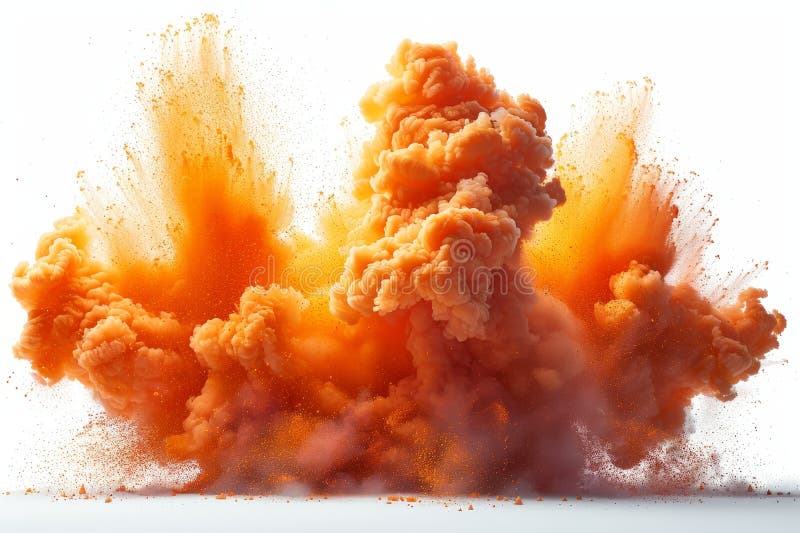 Massive Air Explosion with Intense Orange Flames and Thick Smoke Clouds ...