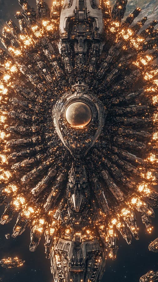 A Massive Alien Ship Constructing a Protective Shield Stock ...