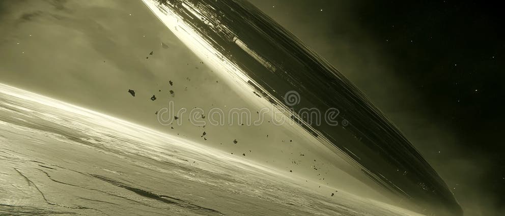 A Massive Alien Ship Constructing a Protective Shield Stock ...