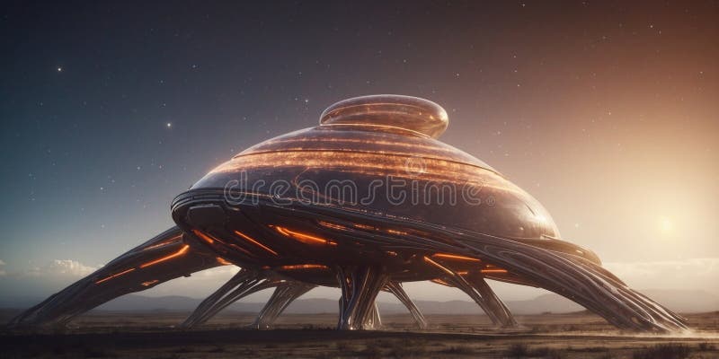 A Massive Alien Spaceship with Tendrils Reaching Out into Space. Stock ...