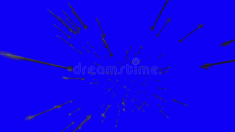 Massive Amount of Arrows Flying To Camera on a Blue Screen Stock ...