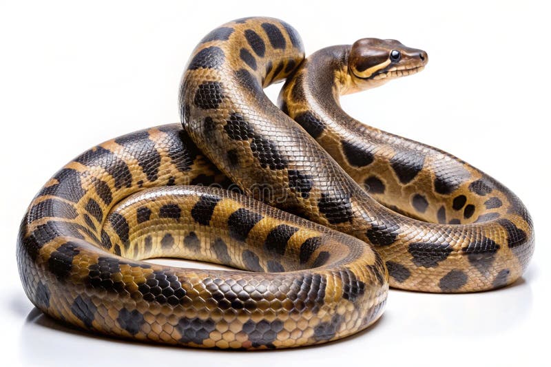 Large Coiled Anaconda with Striking Natural Patterns, Its Muscular Body ...