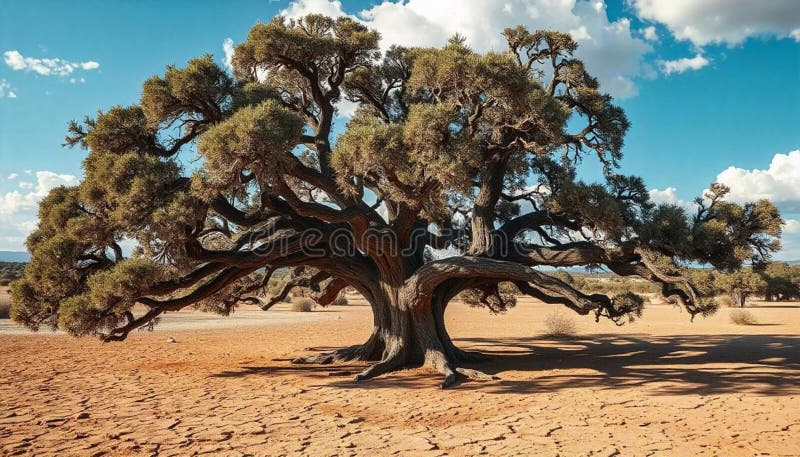 A Massive, Ancient Oak Tree with a Thick, Gnarled Trunk and Sprawling ...