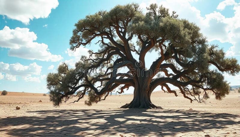 A Massive, Ancient Oak Tree with a Thick, Gnarled Trunk and Sprawling ...