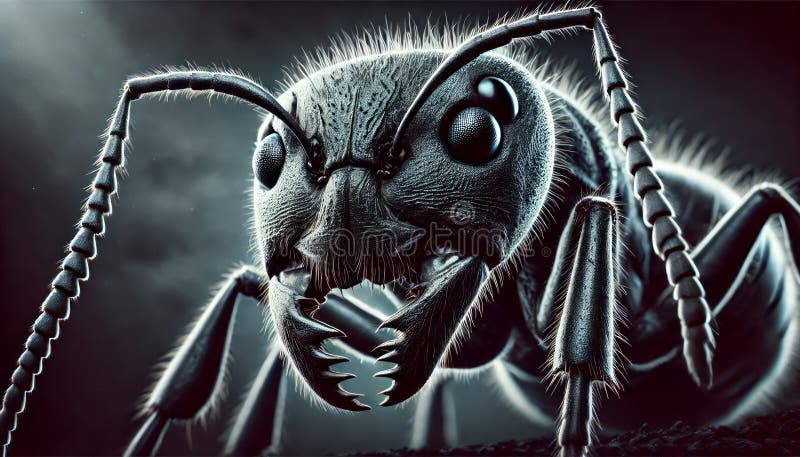 Massive Angry Ant Portrait with Dramatic Lighting Stock Image - Image ...